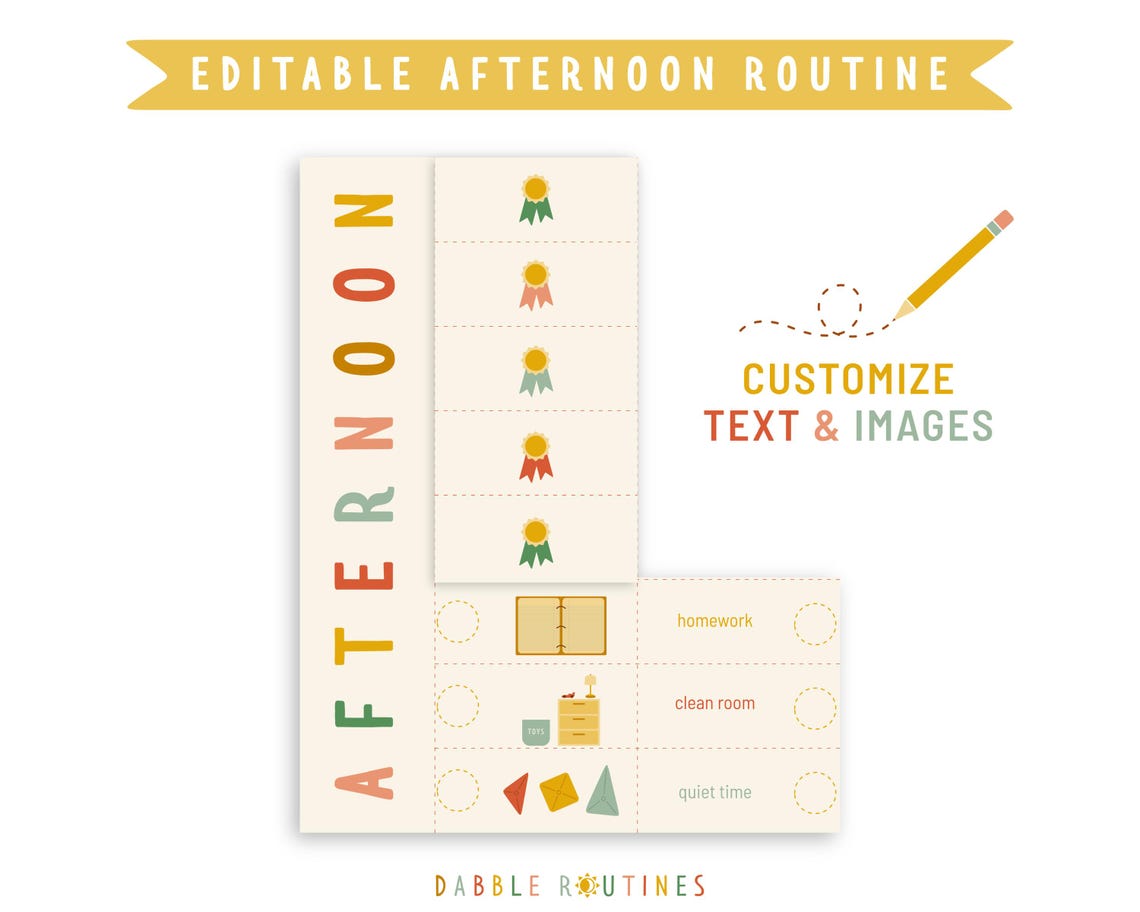 Editable Afternoon Routine Chart, Kids Visual Schedule (digital ...