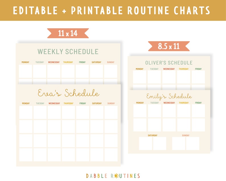 Personalized Kids Weekly Routine Chart (printable) - Etsy