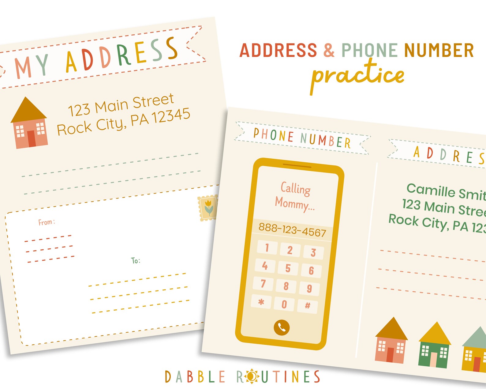 Printable Address and Phone Number Practice Sheets I Editable Life ...