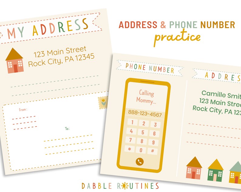 Printable Address and Phone Number Practice Sheets I Editable Life ...