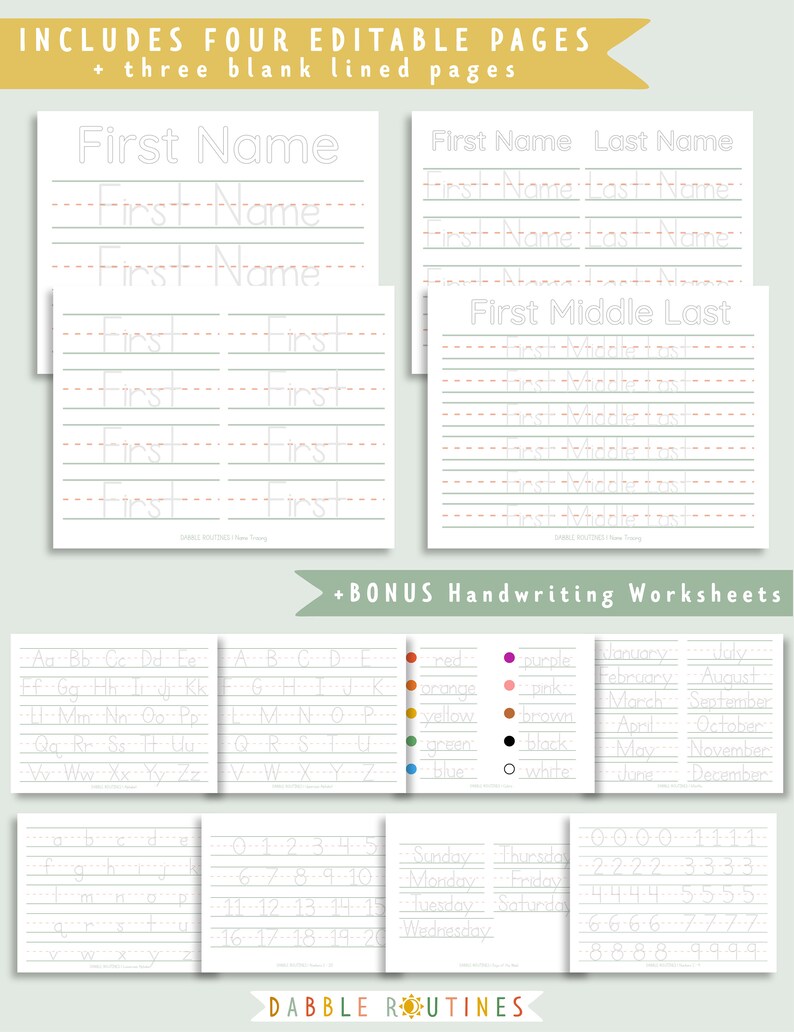 Editable Name Tracing Worksheet, Handwriting Practice (digital Download ...