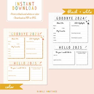 Year in Review Printable Worksheet I Kids New Years Resolutions - Etsy