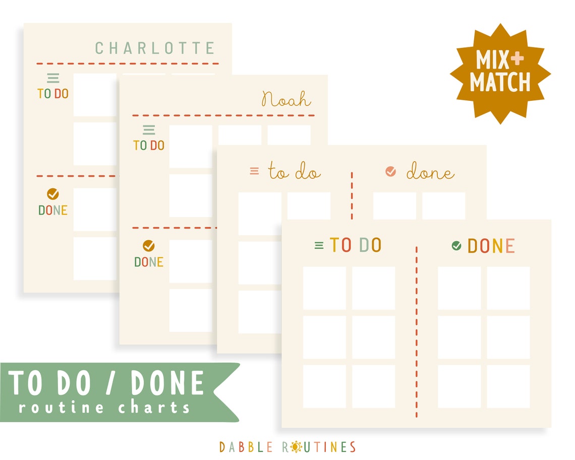 To Do Done Routine Chart I Mix and Match I Kids Chore Chart I - Etsy
