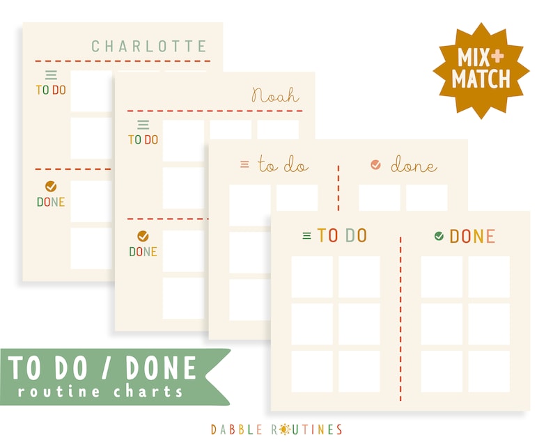 To Do Done Routine Chart I Mix and Match I Kids Chore Chart I - Etsy