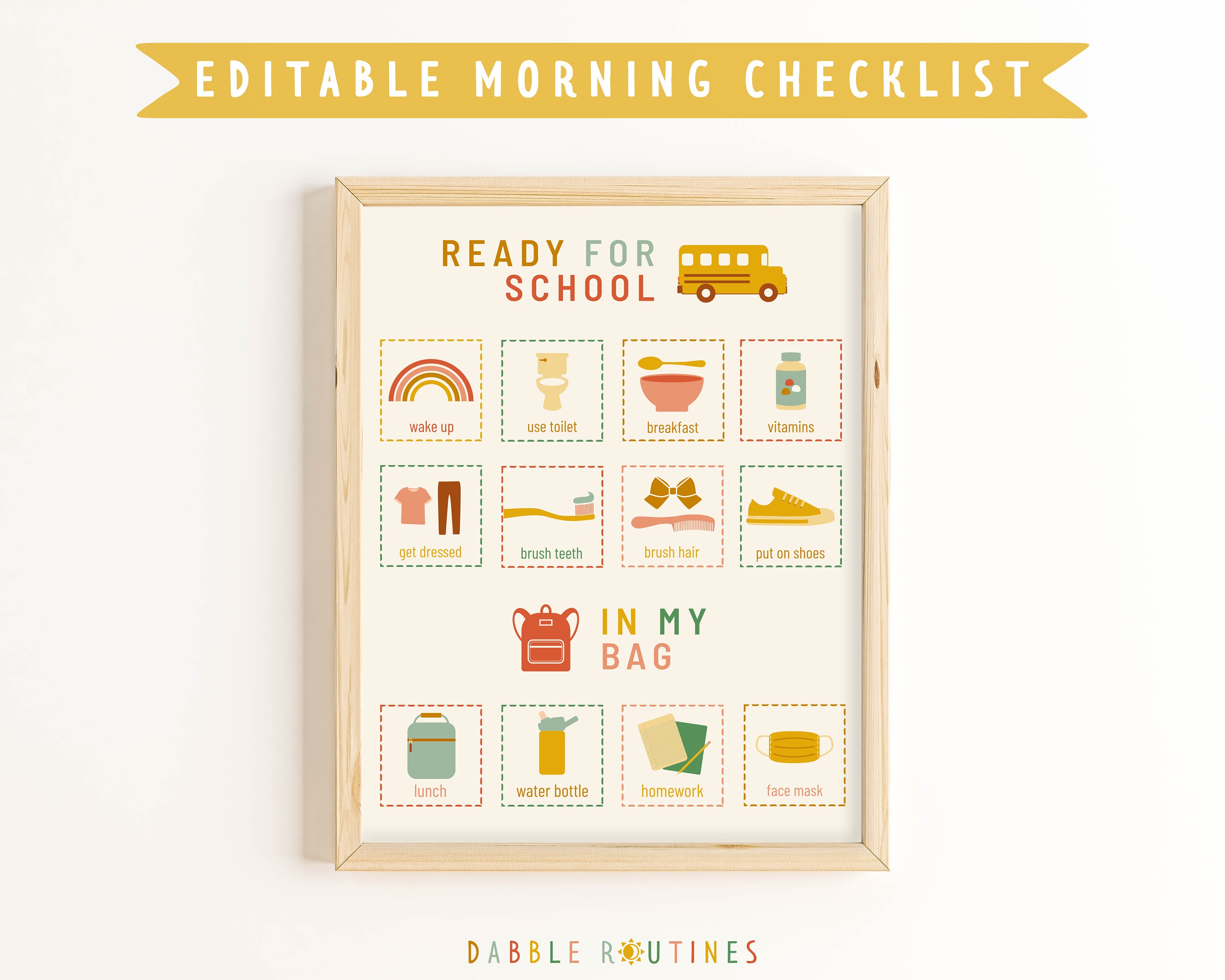 School Morning Checklist I Ready for School Morning Routine I - Etsy