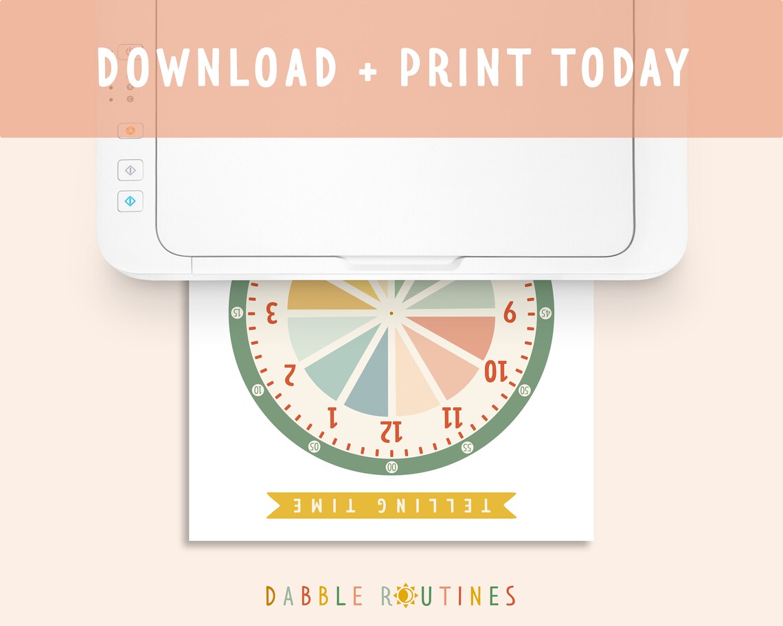 Telling Time Learning Clock: Printable Educational Worksheet (PDF) - Etsy