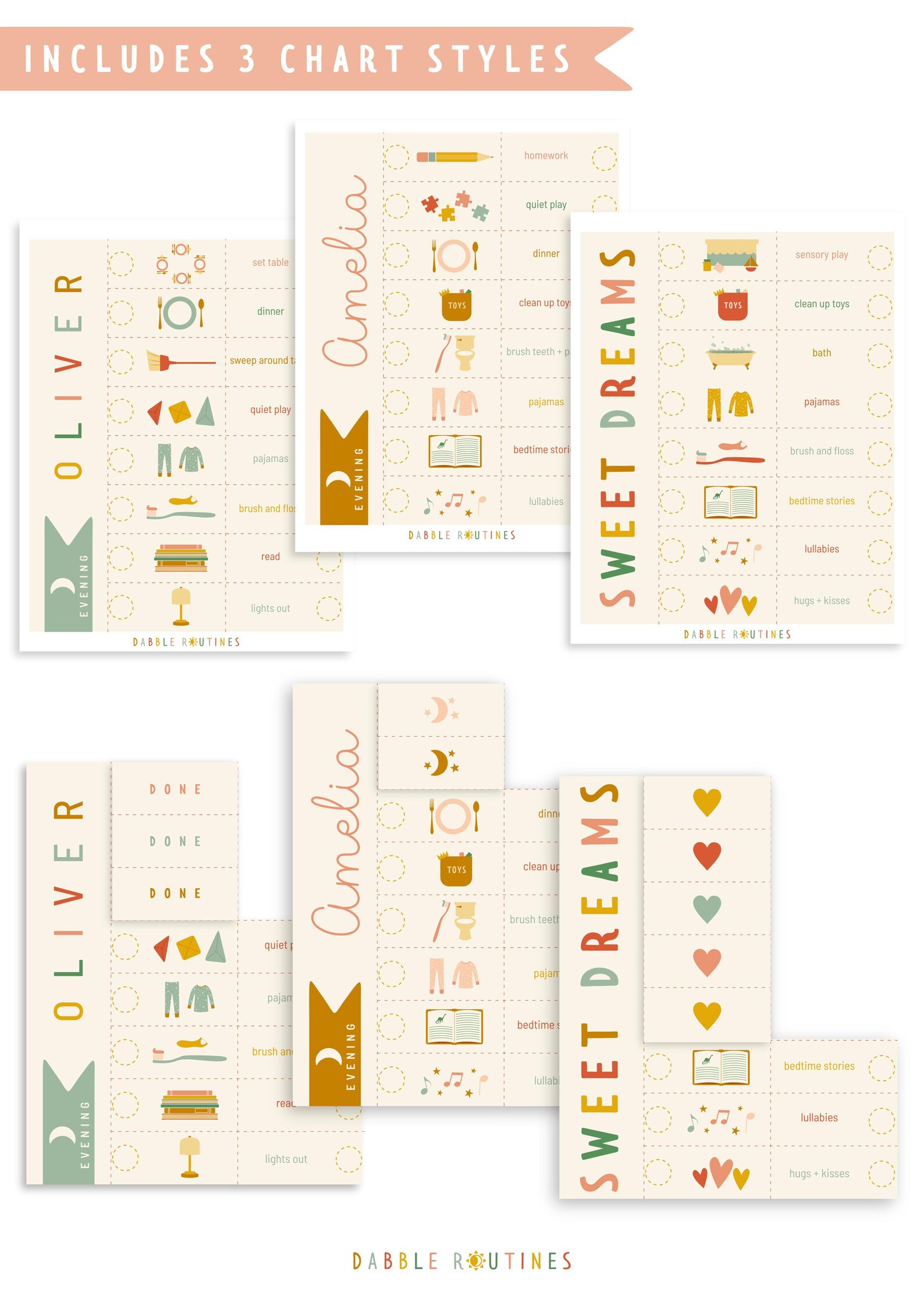 Editable Bedtime Routine Chart | Kids Visual Schedule (digital Download ...
