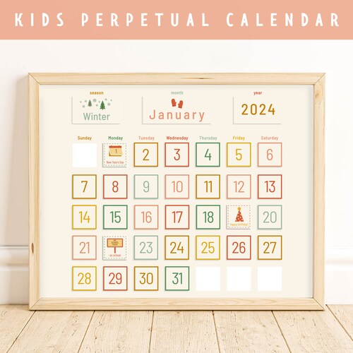 Monthly Calendar for Kids I Learning Calendar I Perpetual - Etsy