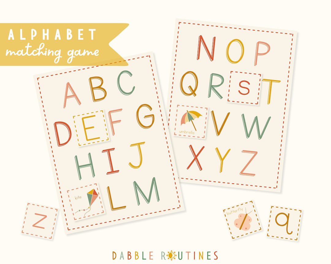 Printable Alphabet Matching Game I Kids Letter Recognition I Starting ...