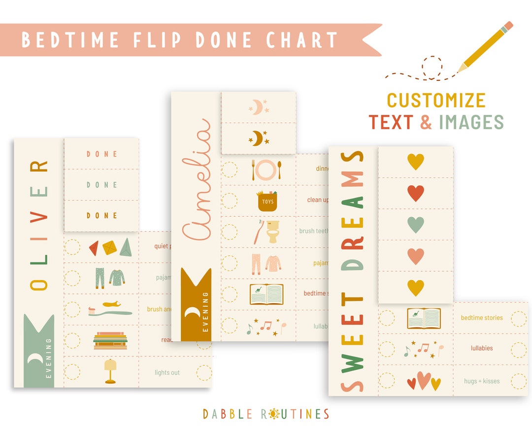 Bedtime Flip Done Routine Chart I Toddler Routines I Visual Schedule I ...