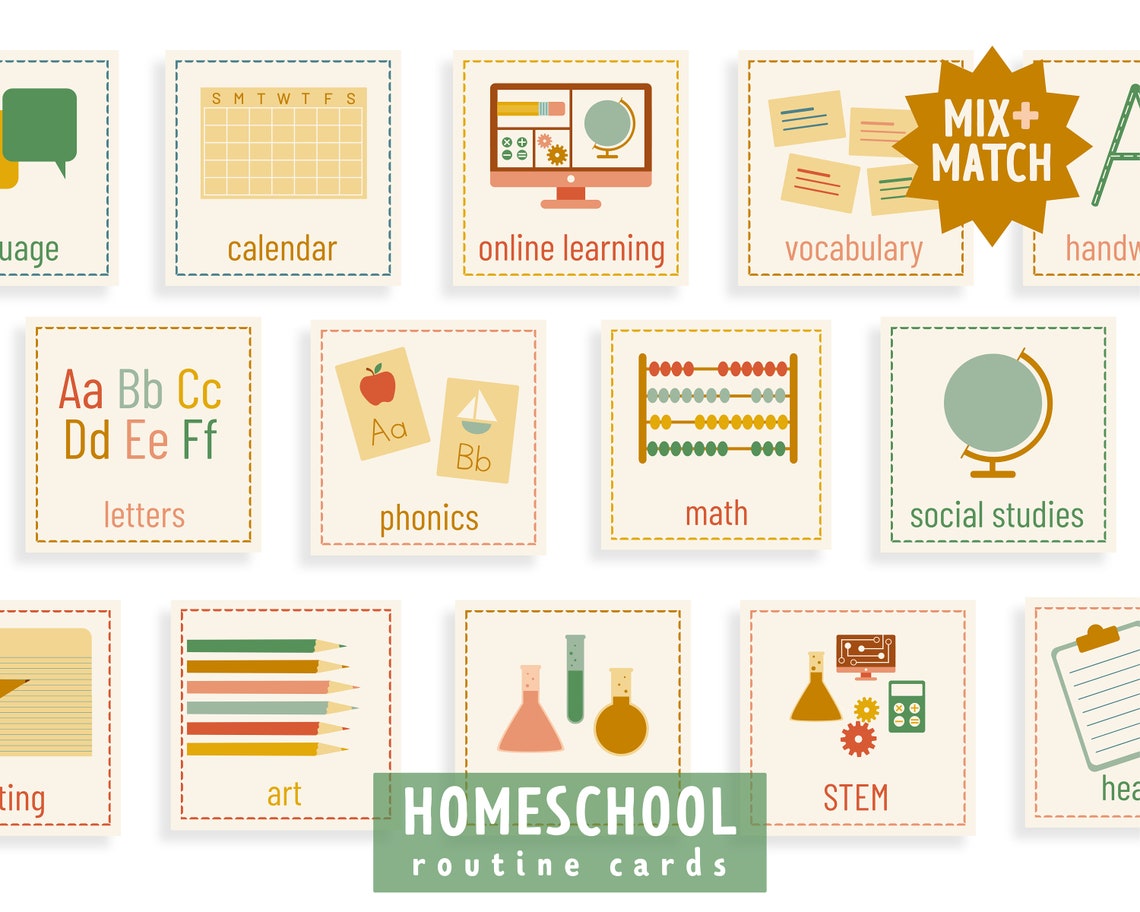 Homeschool Routine Cards I Mix and Match I Homeschool - Etsy