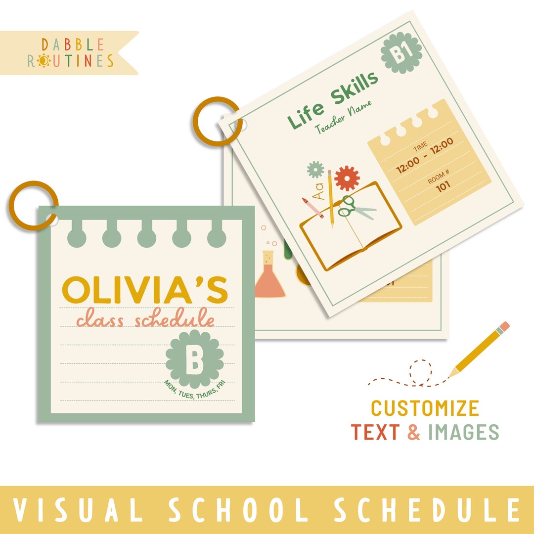 Autism Visual School Schedule I Junior High A Day B Day Class Schedule ...