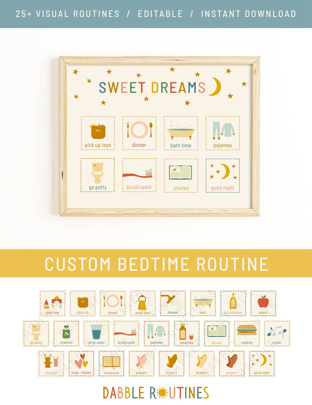 Editable Bedtime Routine Chart / Custom Bedtime Routine / Toddler ...