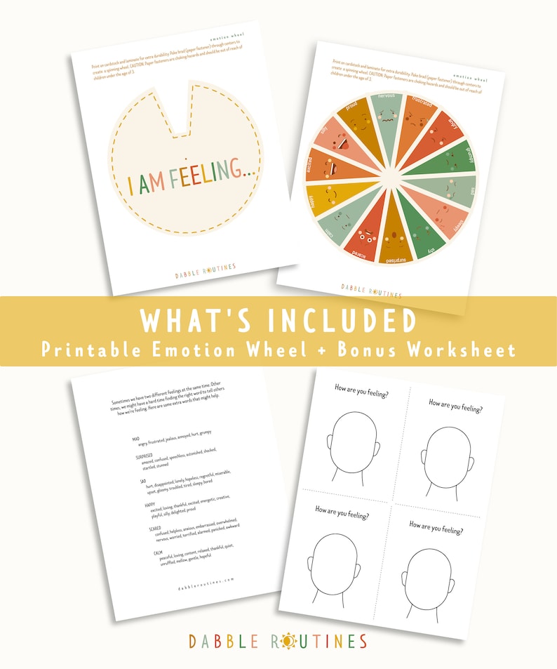 Printable Kids Emotions Wheel, Feelings Chart (PDF & JPG) - Etsy