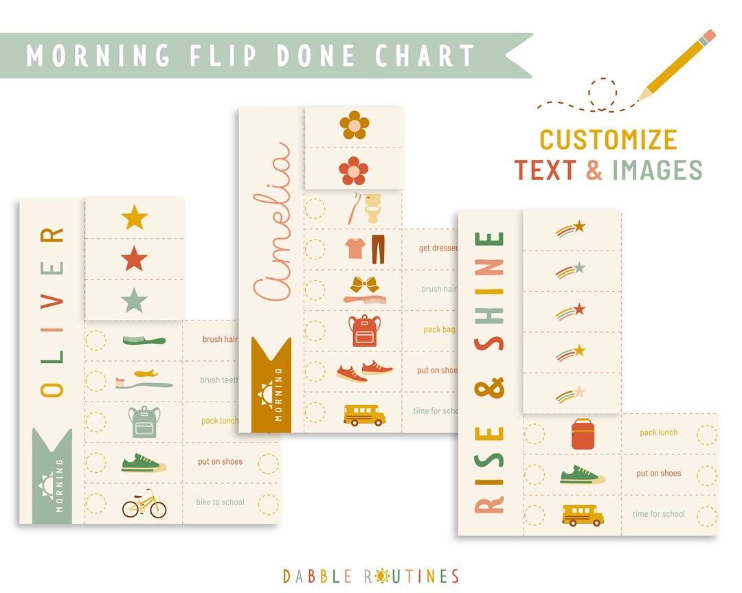 Morning Flip Done Routine Chart I Toddler Routines I Morning Visual ...