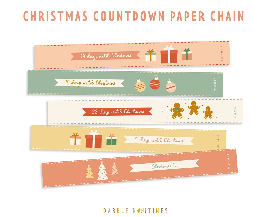 Christmas Countdown Paper Chain I DIY Advent Calendar I Printable ...