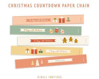 Christmas Countdown Calendar for Kids Printable Advent Paper Chain ...