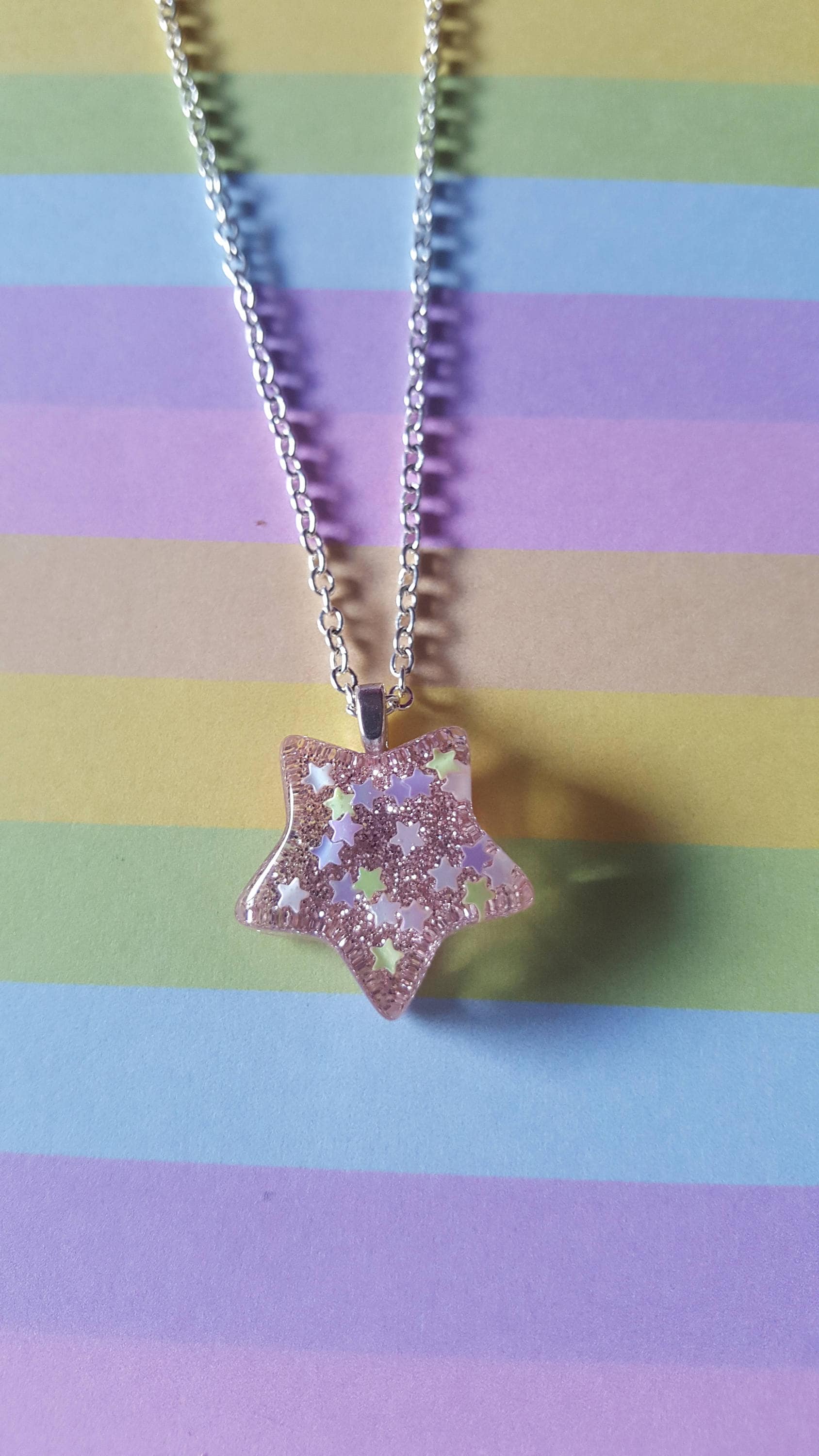 Glitter Star Necklace Star Necklace Glitter Necklace Star - Etsy