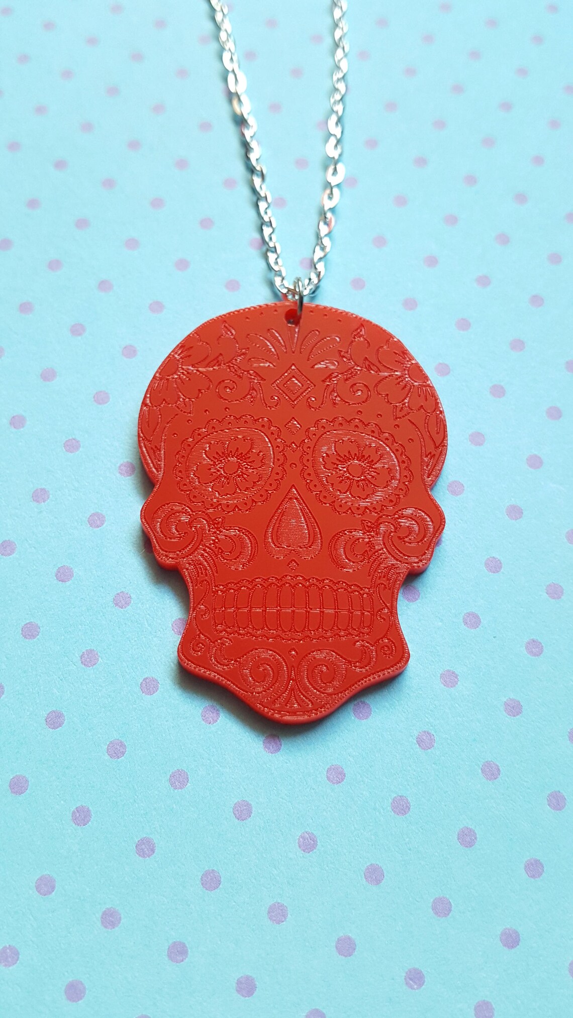 Sugar Skull Necklace Sugar Skull Pendant Skull Necklace - Etsy
