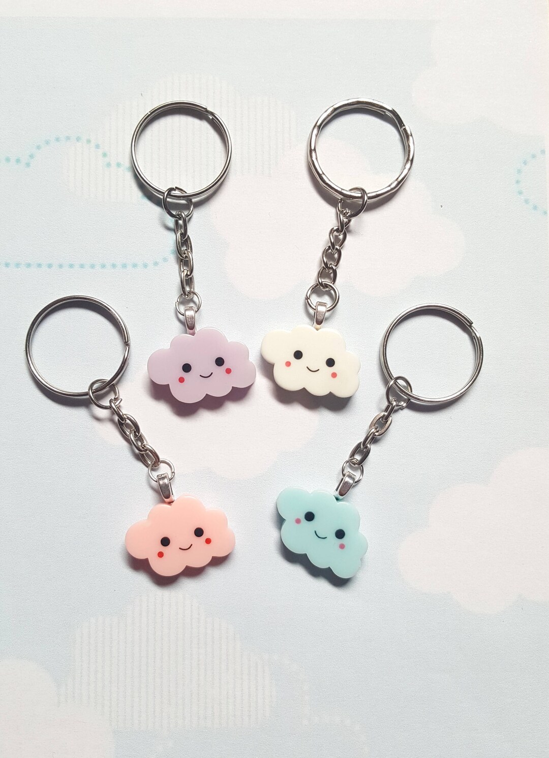 Cloud Keyring, Cloud Bagcharm, Kawaii Cloud Keyring, Happy Cloud ...