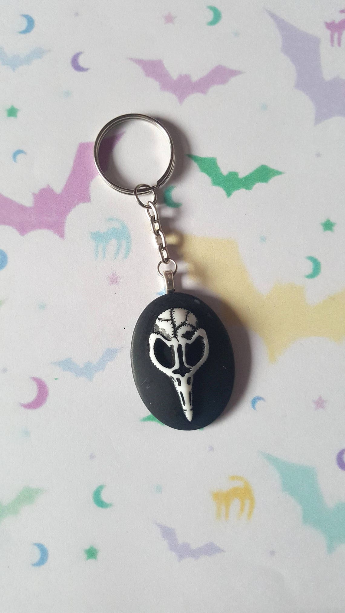 Crow Skull Keyring Bird Skull Keyring Bird Skull Cameo - Etsy