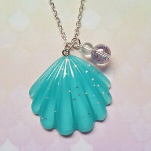 Glitter Shell Necklace, Glitter Shell Pendant, Pendant Necklace ...