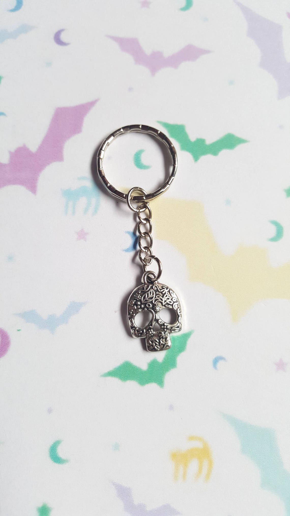 Skull Keyring Skull Bag Charm Halloween Keyring Halloween - Etsy