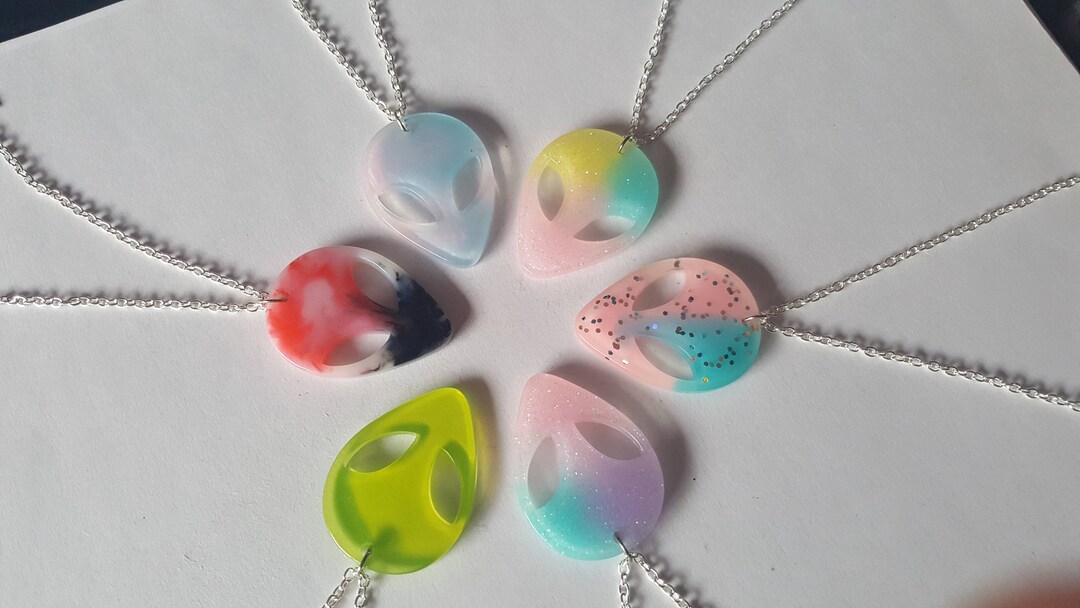 Glitter Alien Necklace, Alien Necklace, Alien Pendant, Pendant Necklace ...
