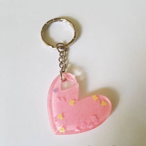 Pink Heart Keyring, Glitter Heart Keyring, Heart Keyring, Heart Bag ...