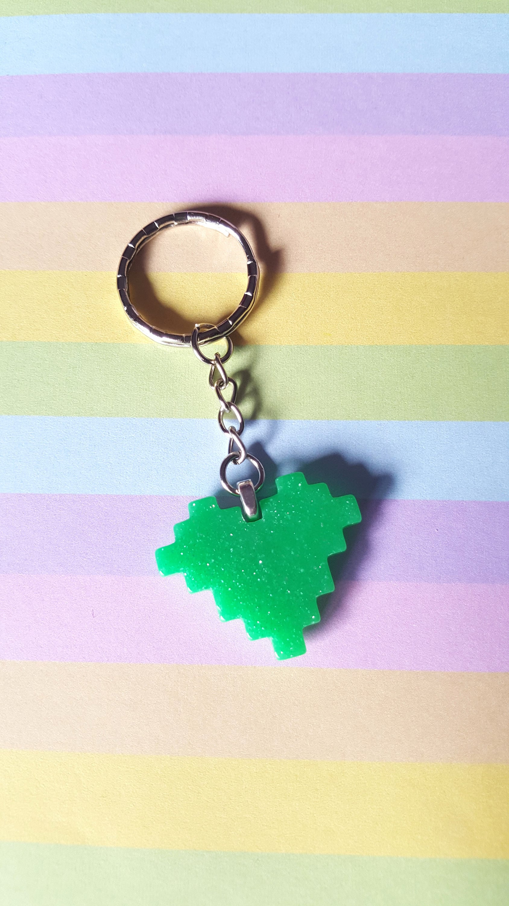 Pixel Heart Keyring Pixel Heart Bag Charm Glitter Heart - Etsy