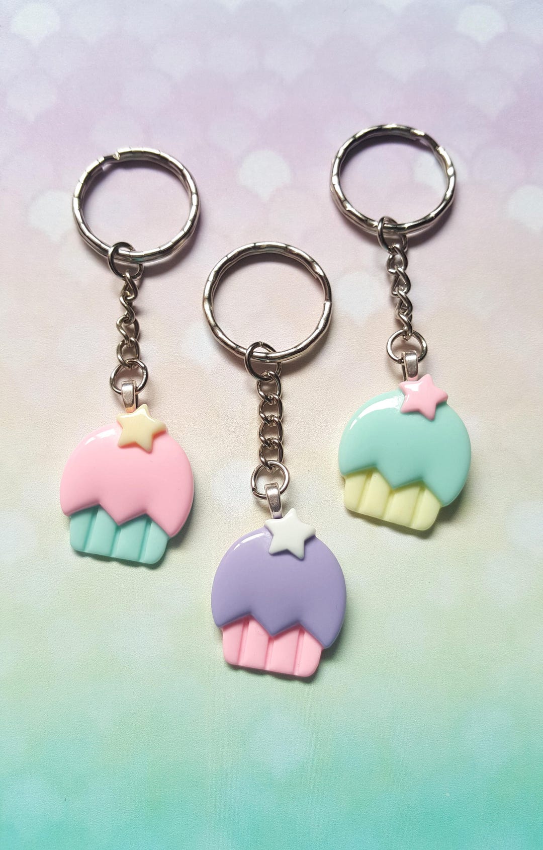Pastel Cupcake Keyring, Cupcake Keyring, Cupcake Bag Charm, Cupcake ...