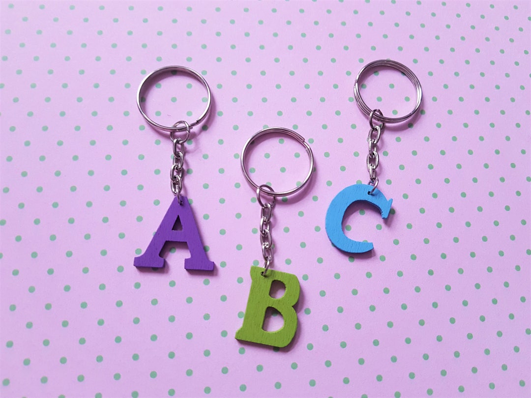Initial Keyring, Letter Keyring, Wooden Letter Keyring, Initial ...