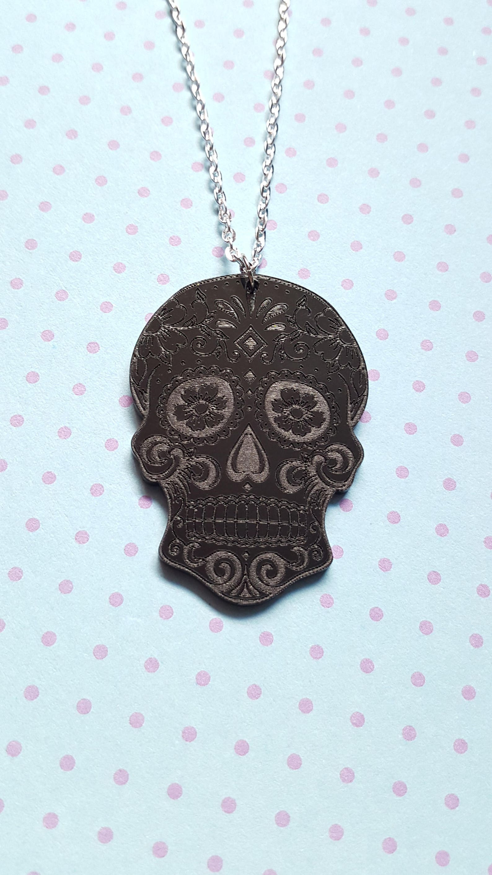 Sugar Skull Necklace Sugar Skull Pendant Skull Necklace - Etsy