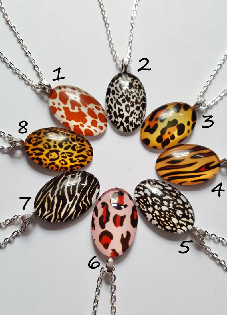 Animal print necklace Cameo necklace Pendant necklace Dome | Etsy