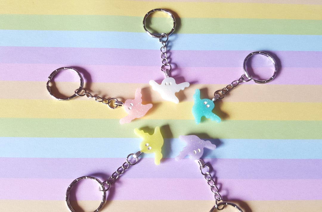 Glitter Ghost Keyring, Ghost Keyring, Ghost Pendant, Halloween Keyring ...