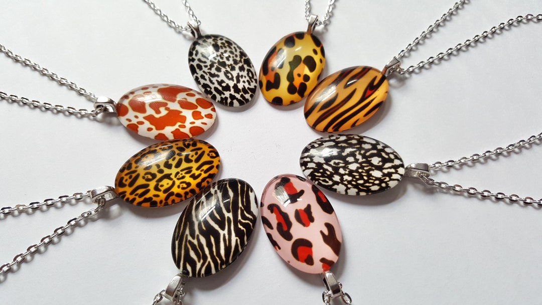 Animal Print Necklace, Cameo Necklace, Pendant Necklace, Dome Pendant ...