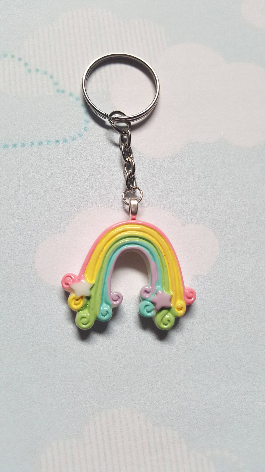 Rainbow Keyring, Rainbow Bag Charm, Pastel Rainbow Keyring, Rainbow ...