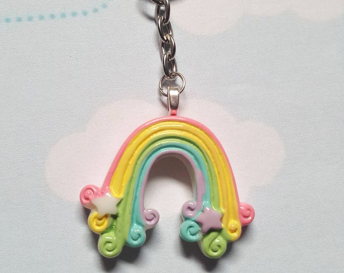 Rainbow Keyring Rainbow Bag Charm Pastel Rainbow Keyring - Etsy