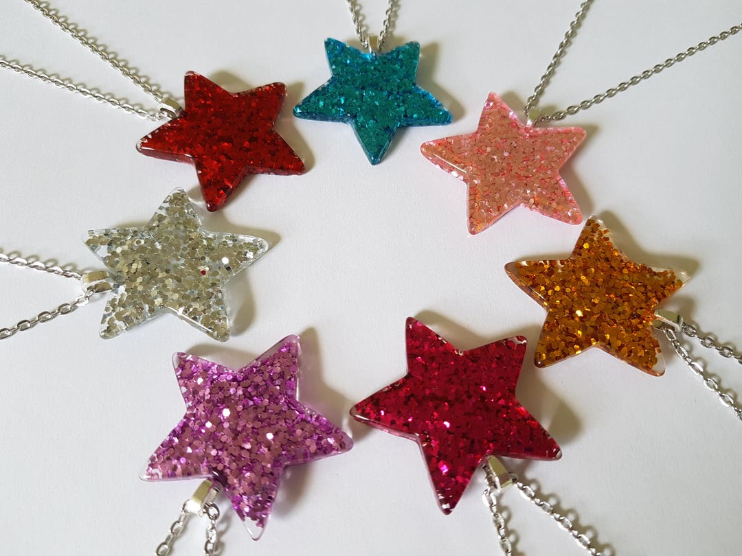 Glitter Star Necklace, Star Necklace, Glitter Necklace, Star, Glitter ...