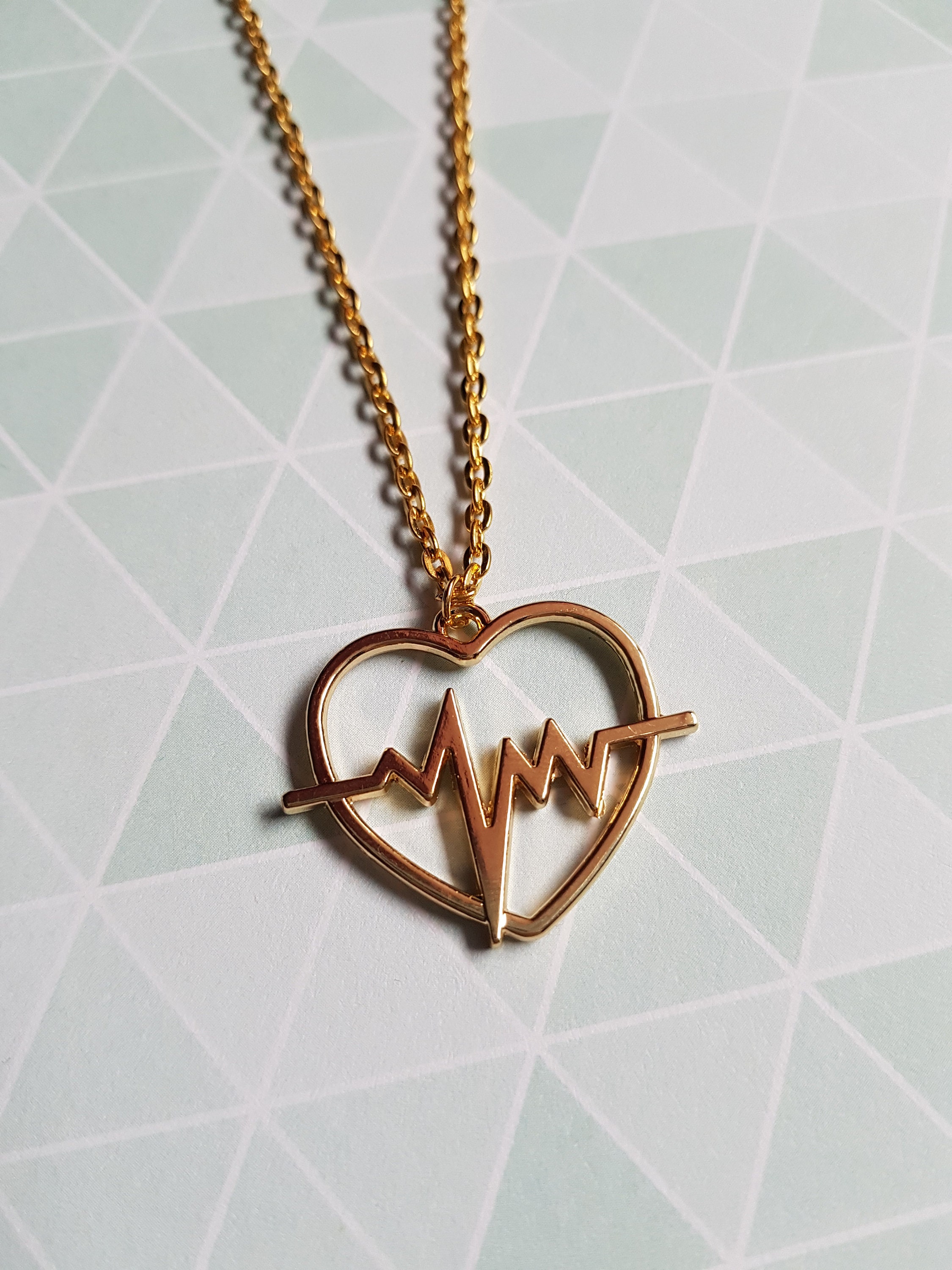 Electrocardiogram Necklace Heart Necklace Electro Heart - Etsy