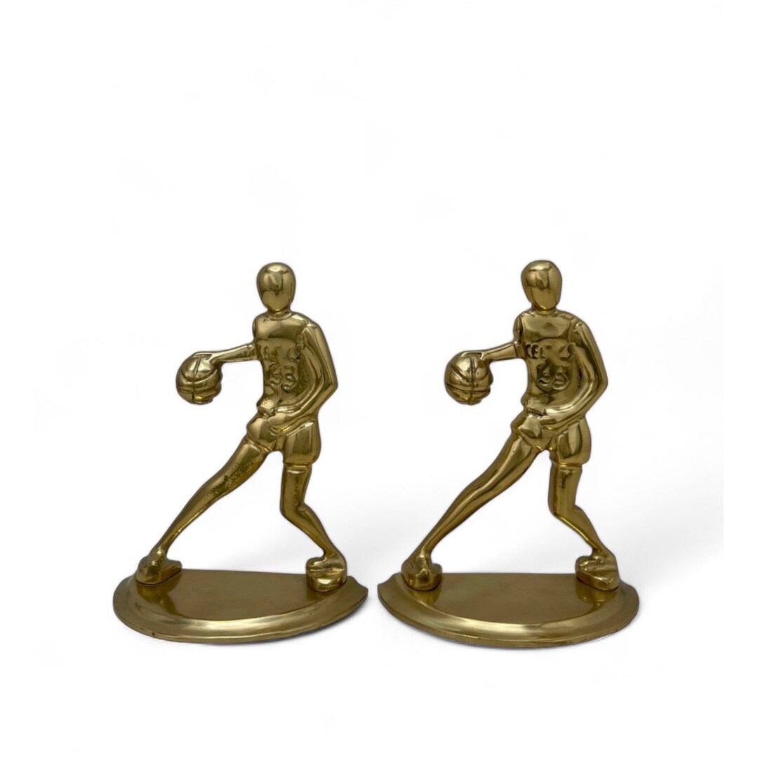Vintage Brass Basketball Bookends - Etsy
