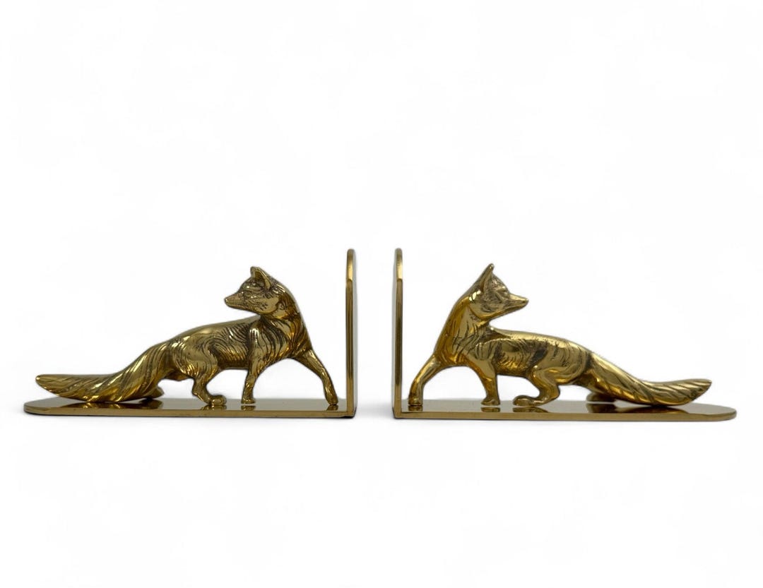 English Cast Brass Fox Bookends – Mid-century Library Decor - Etsy