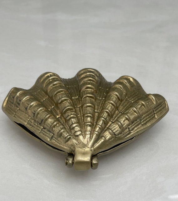 Vintage Brass Shell Trinket Dish - Gem