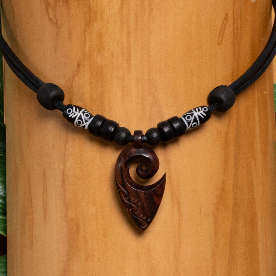 Surfer Necklace Surf Jewelry Leather Necklace Surfer Style Koru HANA ...