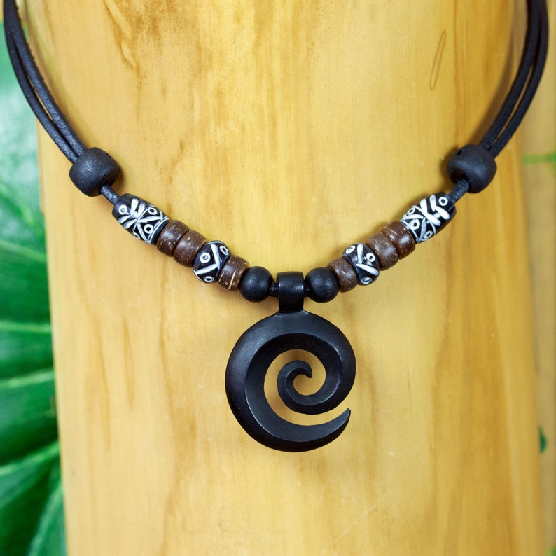 Surfer necklace Leather necklace Koru Surf jewelry Surfer | Etsy