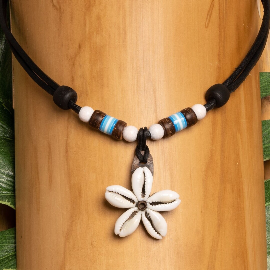 Shell Necklace Surfer Necklace Surf Jewelry Leather Necklace Surf Style ...