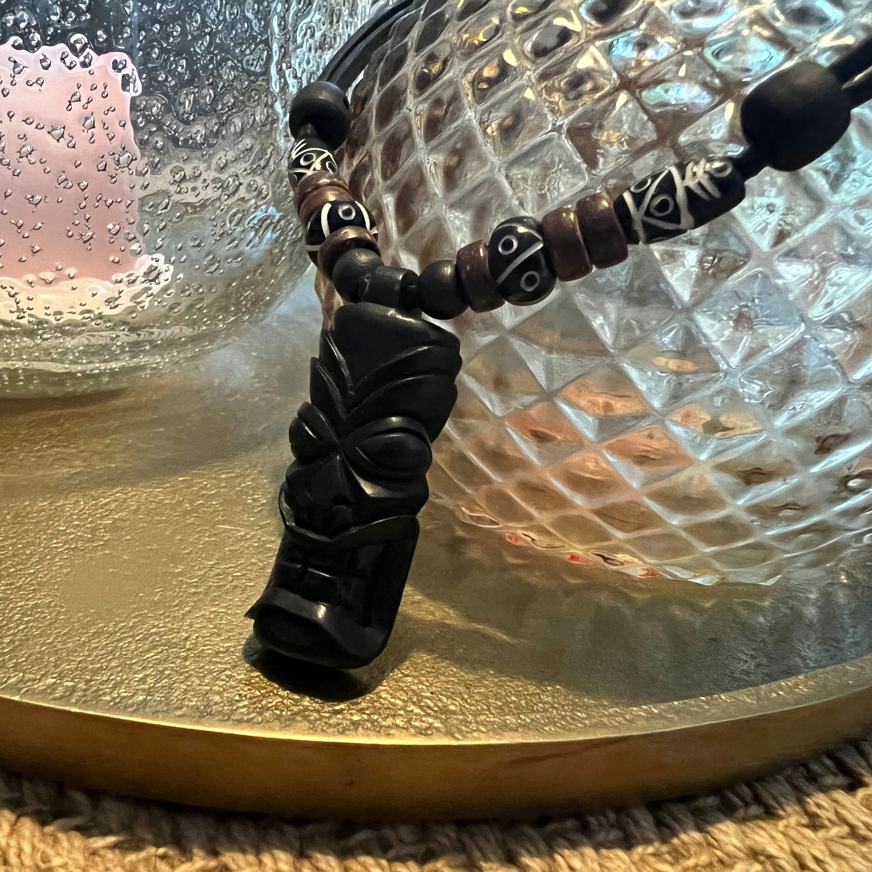 Surfer Chain Leather Chain Necklace Men Women Tiki Surfer Necklace ...