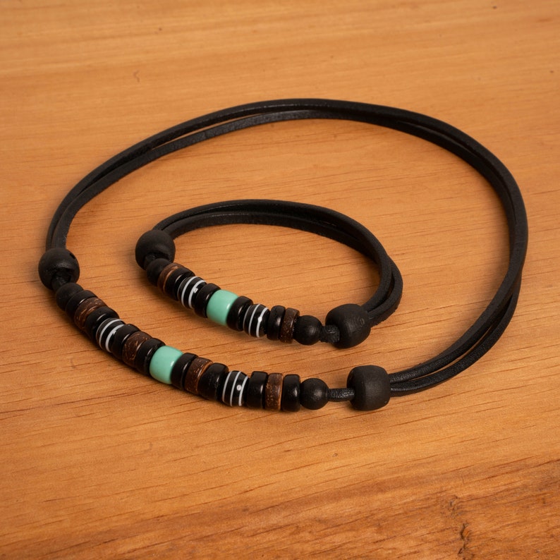 Surfer Style Jewelry Set Surf Jewelry Leather Necklace - Etsy