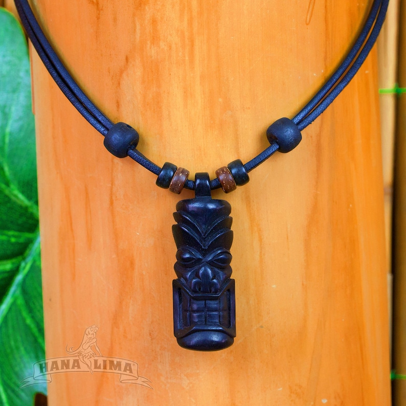 Tiki Necklace Surfer Necklace Surf Jewelry Leather Necklace - Etsy