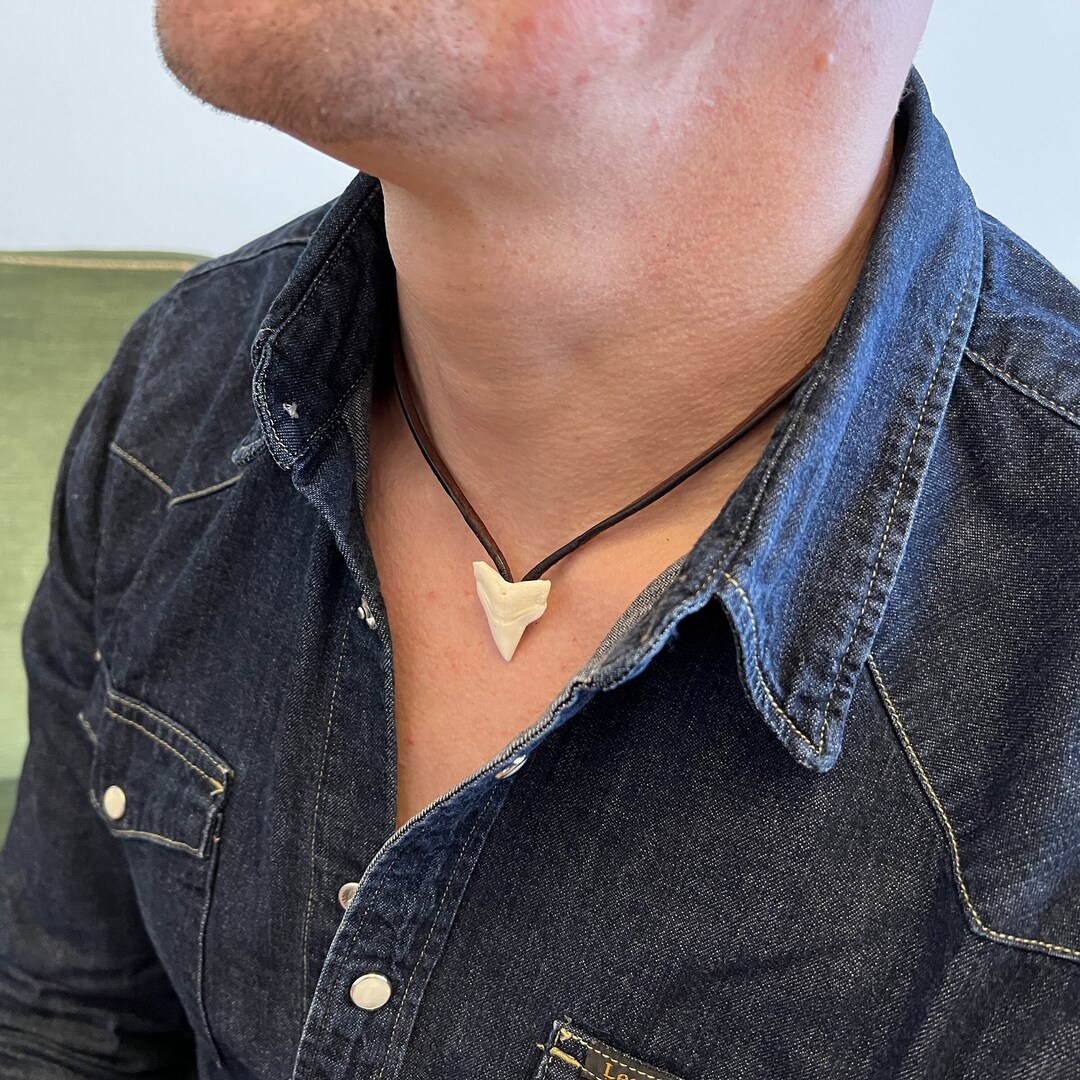 Shark Tooth Surfer Leather Mens Womens Beach Necklace Jewelry HANA LIMA ...